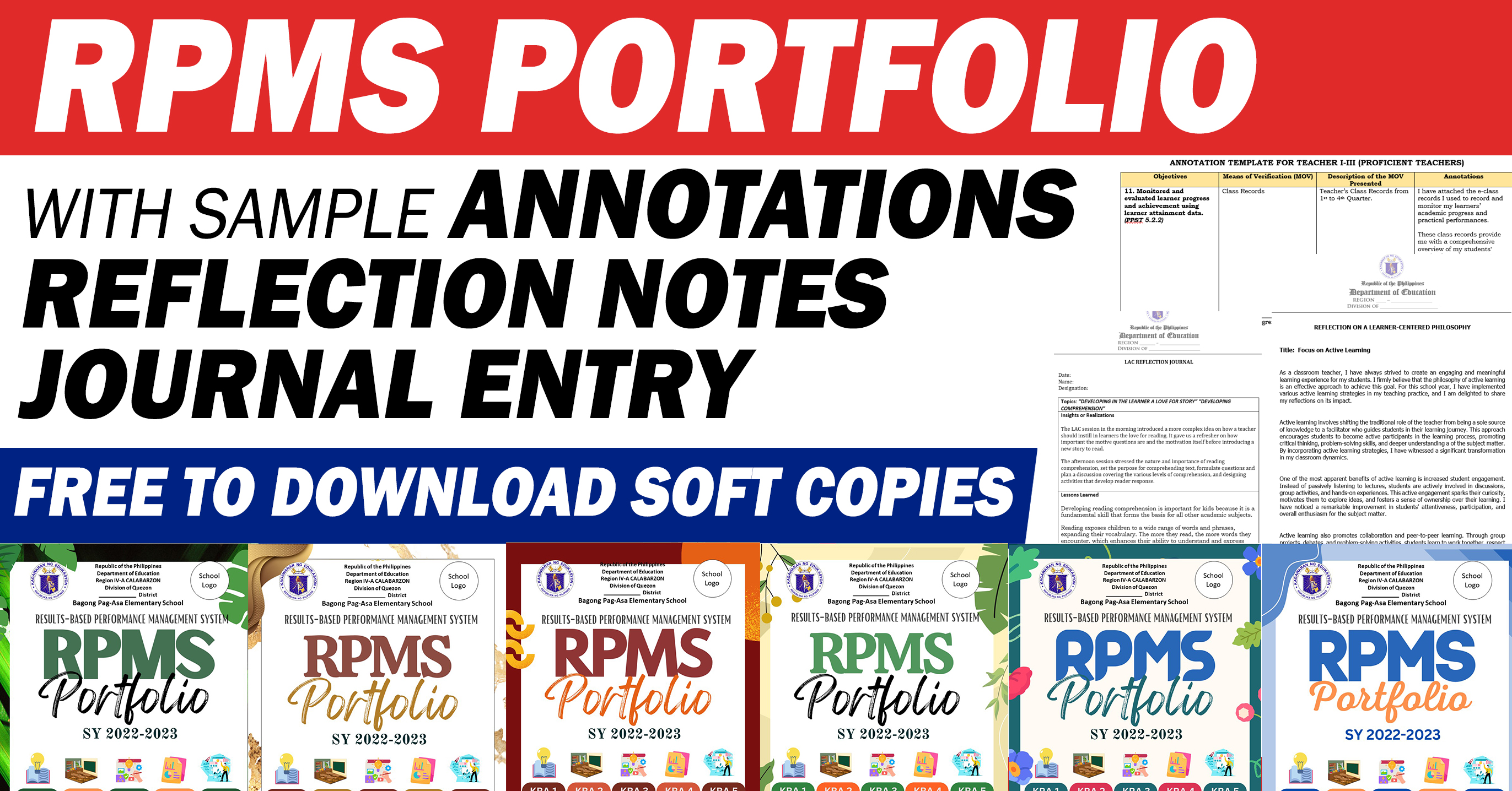 Rpms Portfolio For Teachers I Iii Sy 2022 2023 With Annotations